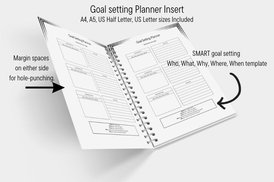 Printable Goal Planner, Notebook Template Insert, Life Goals Sheet ...