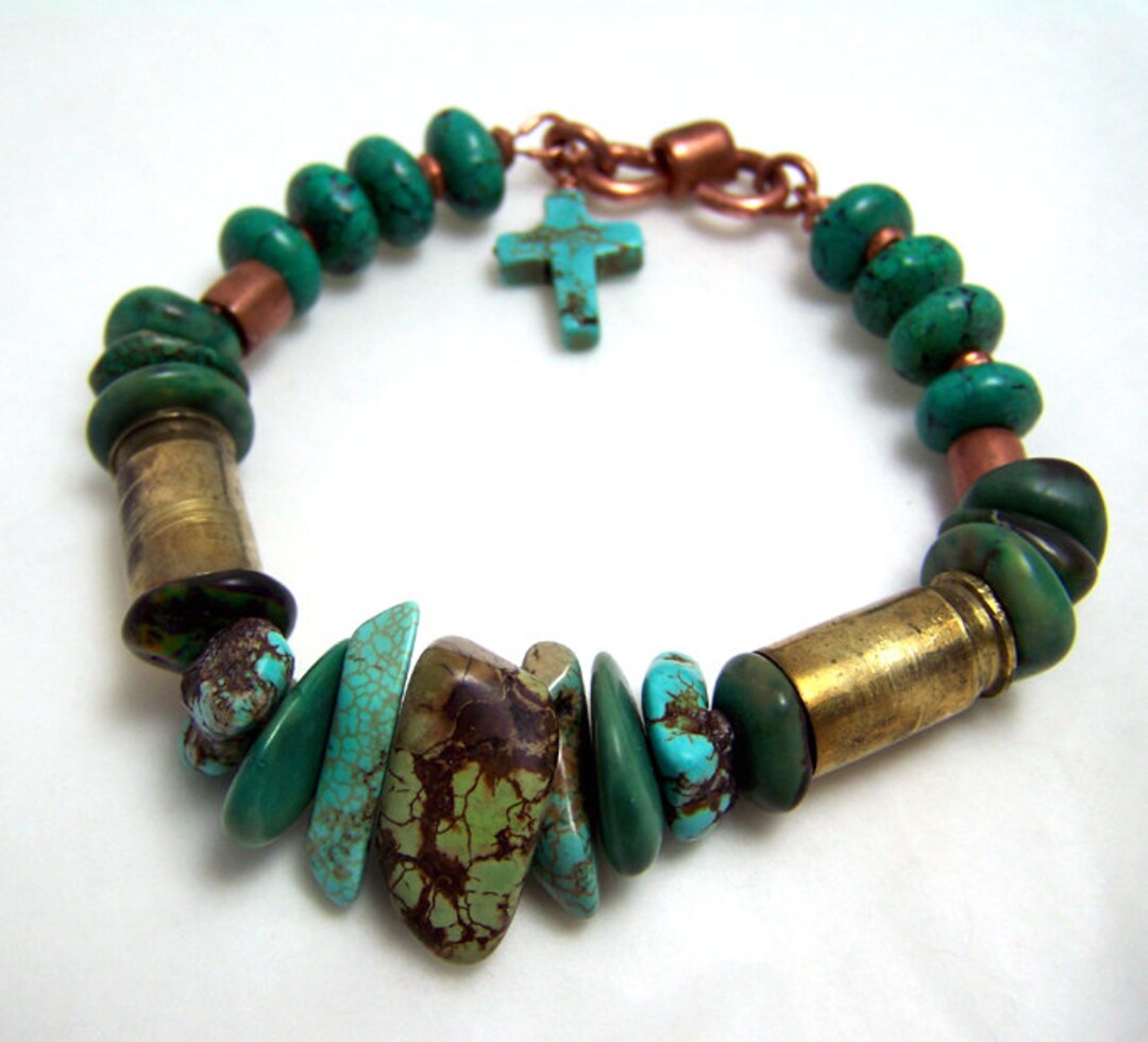 Bullet Shell Bracelet Ammo Bullet Casing Bracelet Turquoise - Etsy