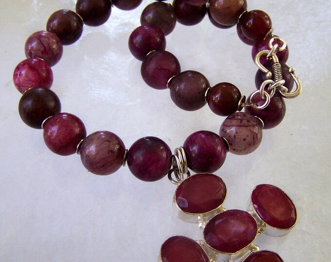 Natural Raw Ruby / Dragon Vein Agate Necklace - Etsy