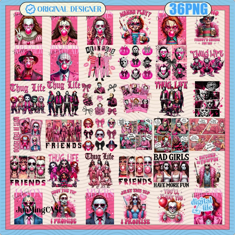 Pink Horror Character Stickers - Etsy