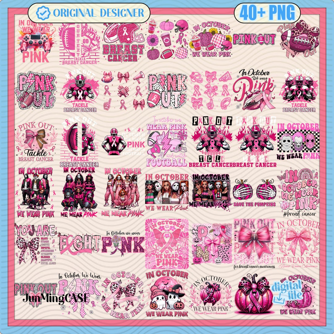 40 in October We Wear Pink Png Bundle, Horror Movie Pink Png, Pink ...