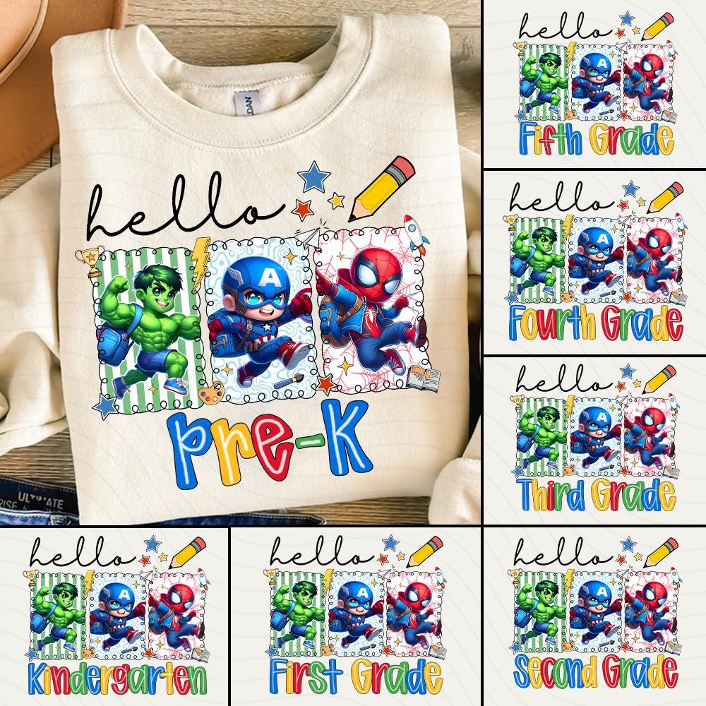 Superhero Back To School Png Bundle, Pre-K 1St/2Nd/3Rd/4Th Grade Png ...