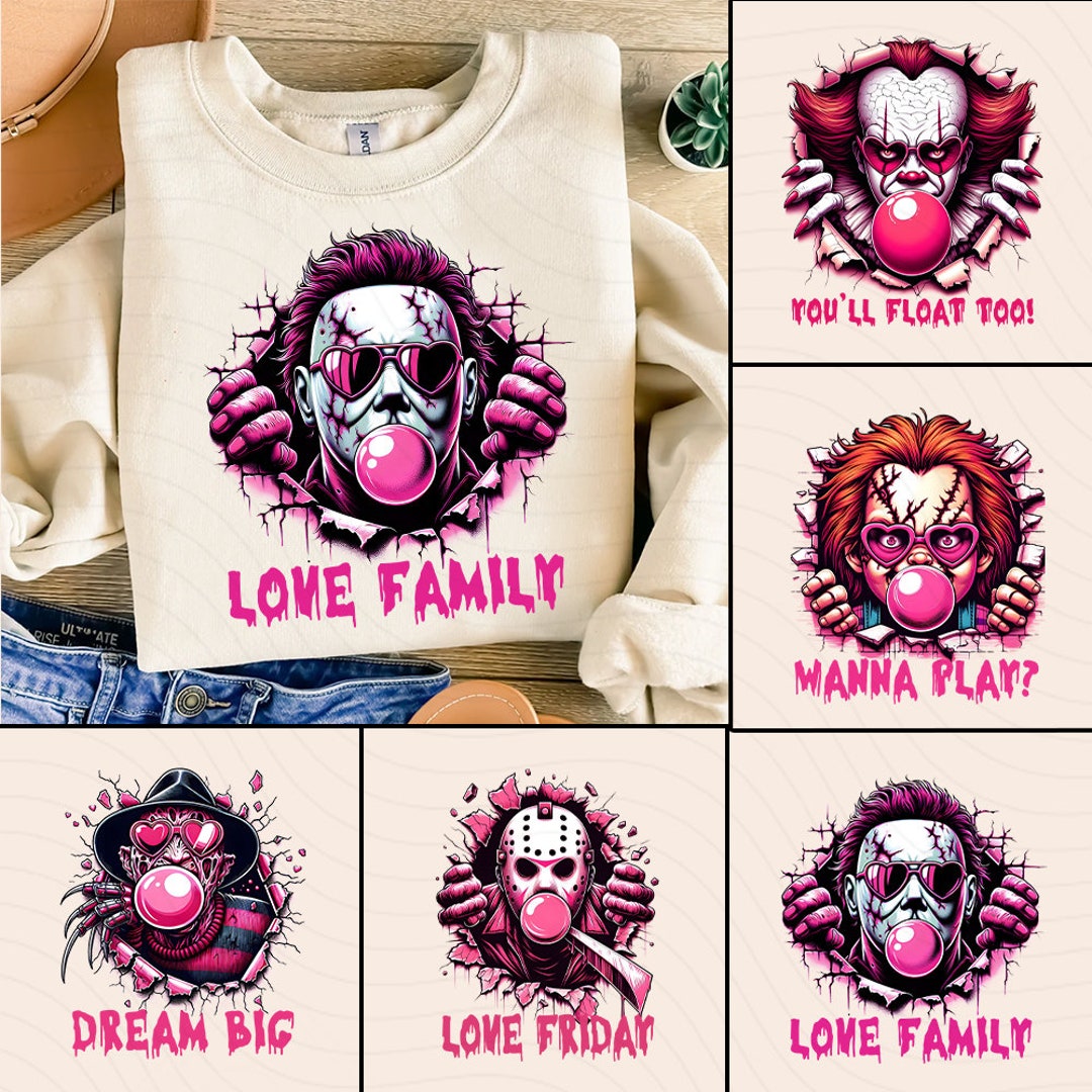 Pink Horror Movie Png Bundle, Series Killer Halloween Png, Movie ...