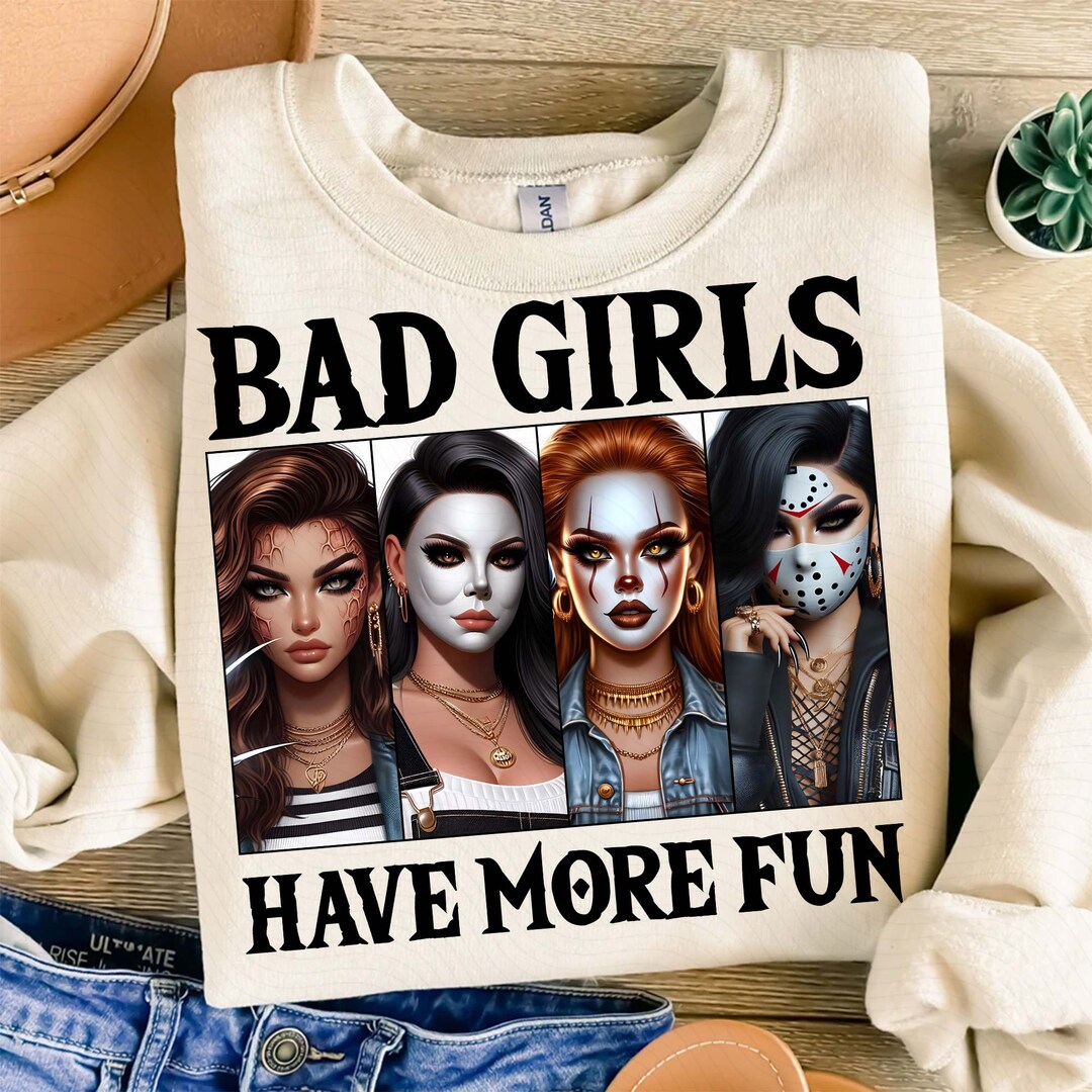 Bad Girl Have More Fun Png, Halloween Slasher Shirt Design, Neon Horror ...