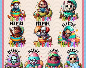 Horror Easter Png Bundle, Prepare to Dye Killer Easter Chibi Png Bundle ...