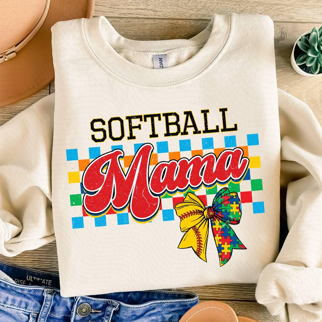 Autism Softball Coquette Bow Png, Autism Awareness Coquette Png, Retro ...
