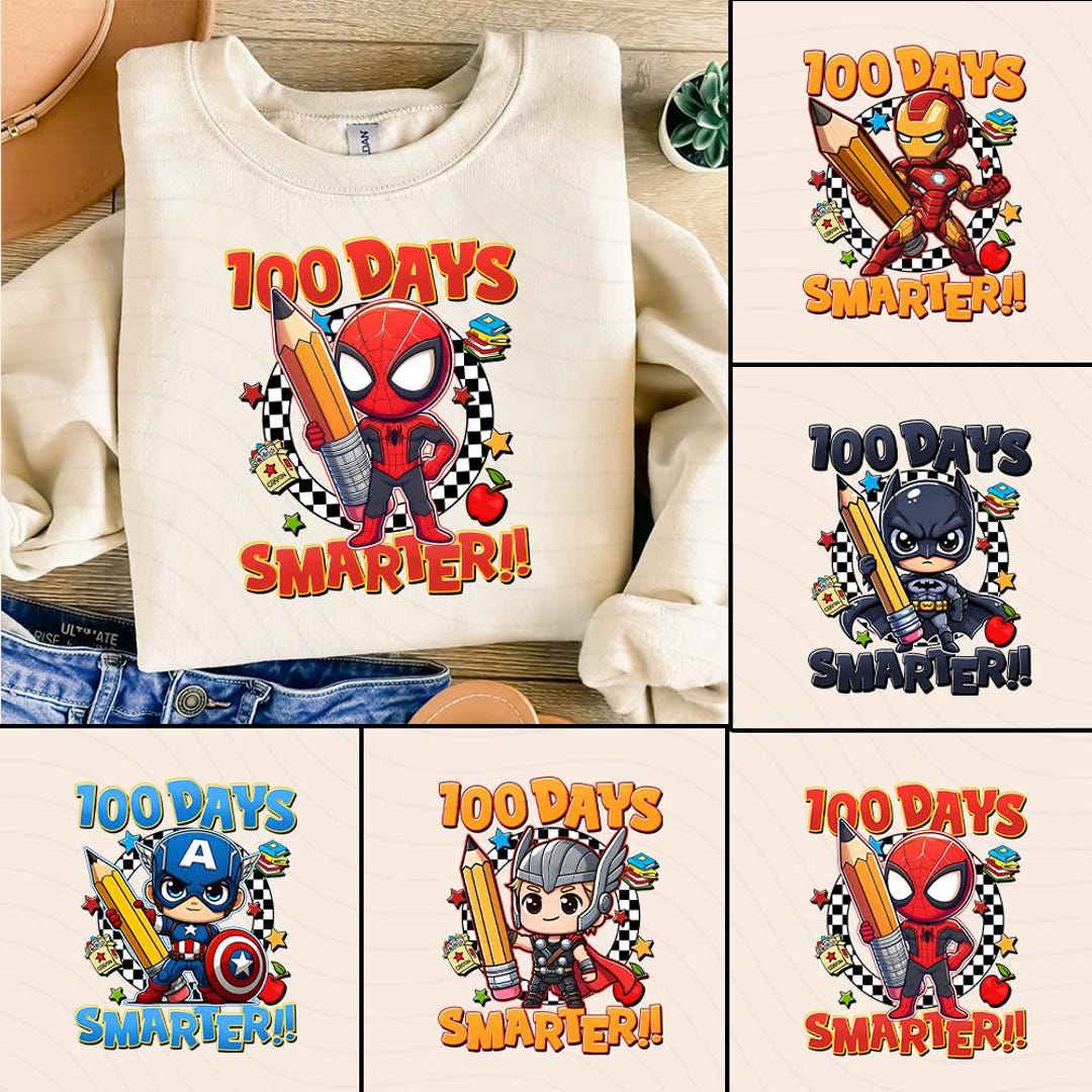 Cartoon 100th Day of School Png Bundle, 100 Days Cartoon Movie Png, 100 ...