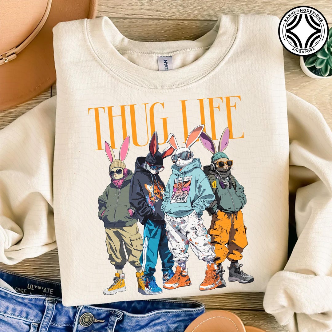 Easter Thug Life Png, Happy Easter Bruh PNG, Retro Bunny Thug Life Png ...