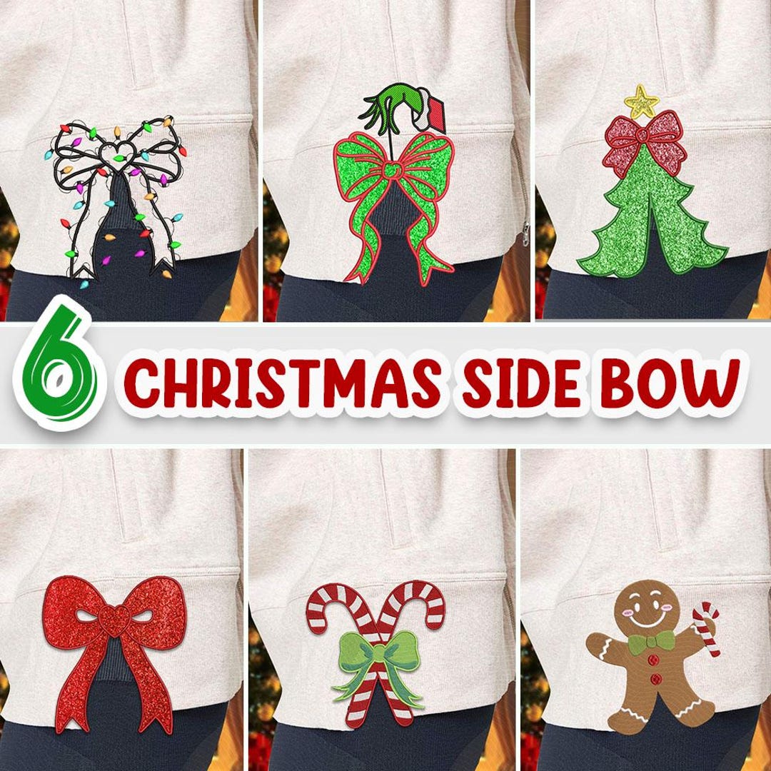 6+ Side Bow Appliqué Embroidery Bundle, Christmas Side Bow Appliqué ...