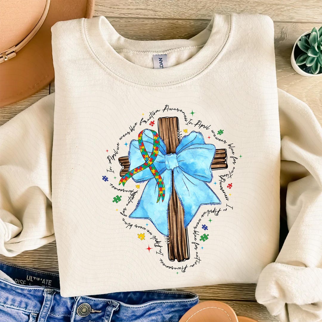 Coquette Bow Autism Jesus Png, Autism Awareness Png, Colorul Autism ...