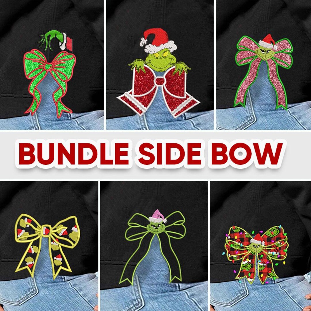 Bundle Bow Appliqué Embroidery Design File , Side Bow Appliqué ...