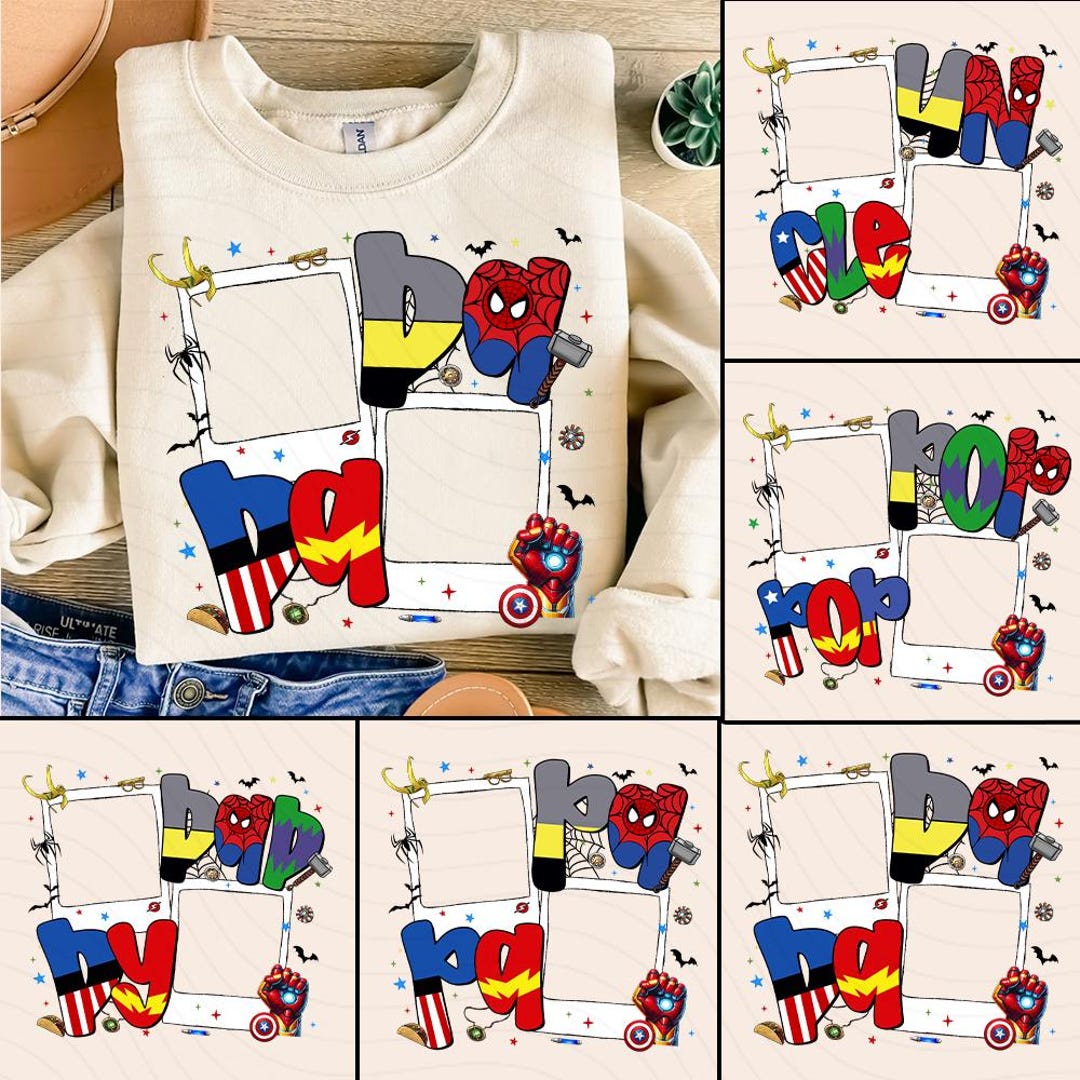 Canva Template Preppy Dada Photo With Kids PNG Bundle, Superhero Father ...