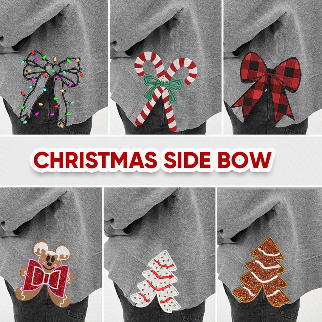 Bundle Christmas Side Bow Sparkle Coquette Side Bow Design, Christmas ...