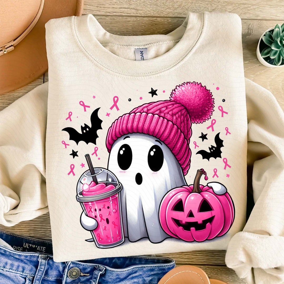 Spooky Ghost Breast Cancer Png, Pink Bougie Ghost Halloween Png, in ...