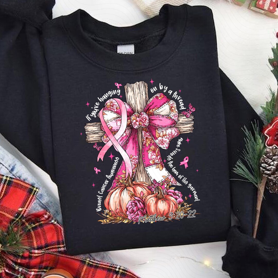 Jesus Pink Bow Cross Breast Cancer, Breast Cancer Awareness Shirt ...