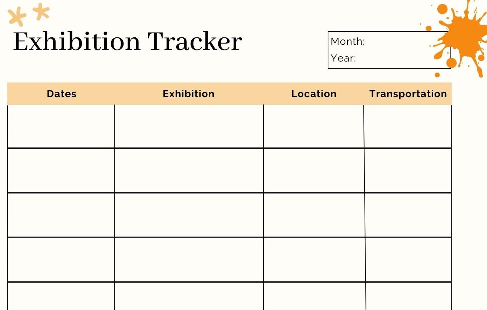 Museum Exhibition Tracker Sheet, Gallery Show Tracker, Track Art ...