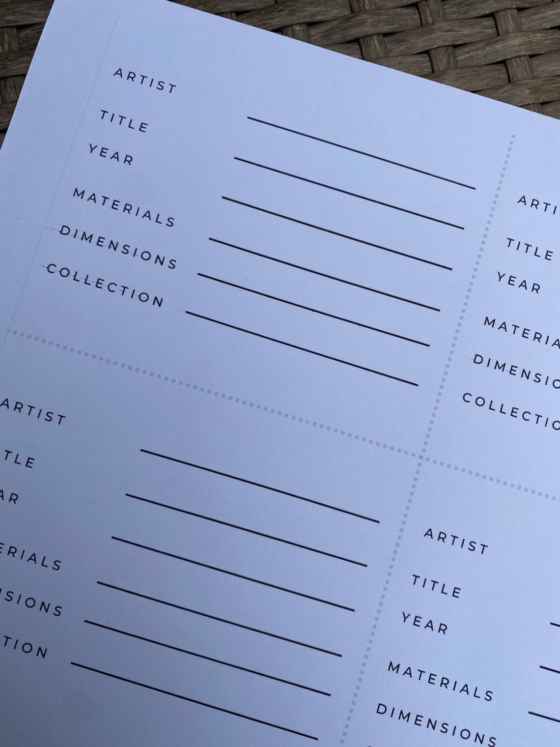 Art Exhibition Label Printable: Artwork Information Cards (digital ...