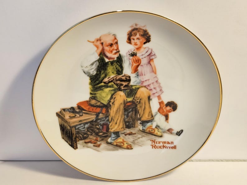 Norman Rockwell "the Cobbler" Vintage Collectible Plate 6.25" - Etsy