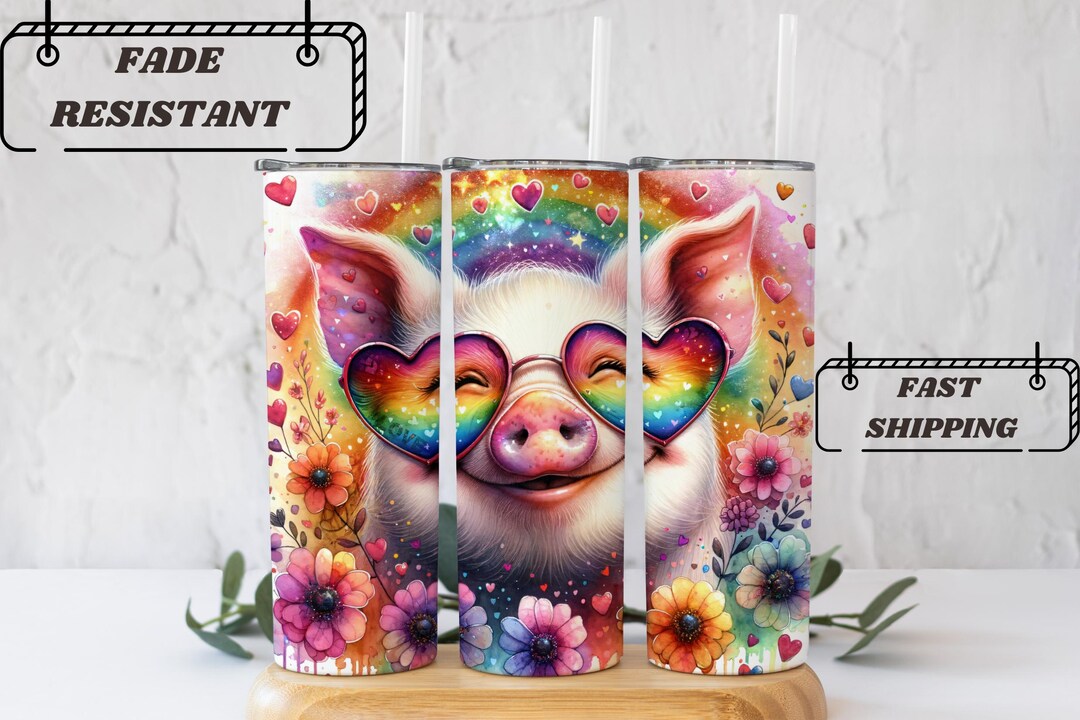 Pig Rainbow Tumbler, Custom Tumbler, Name Tumbler, Rainbow Tumbler ...
