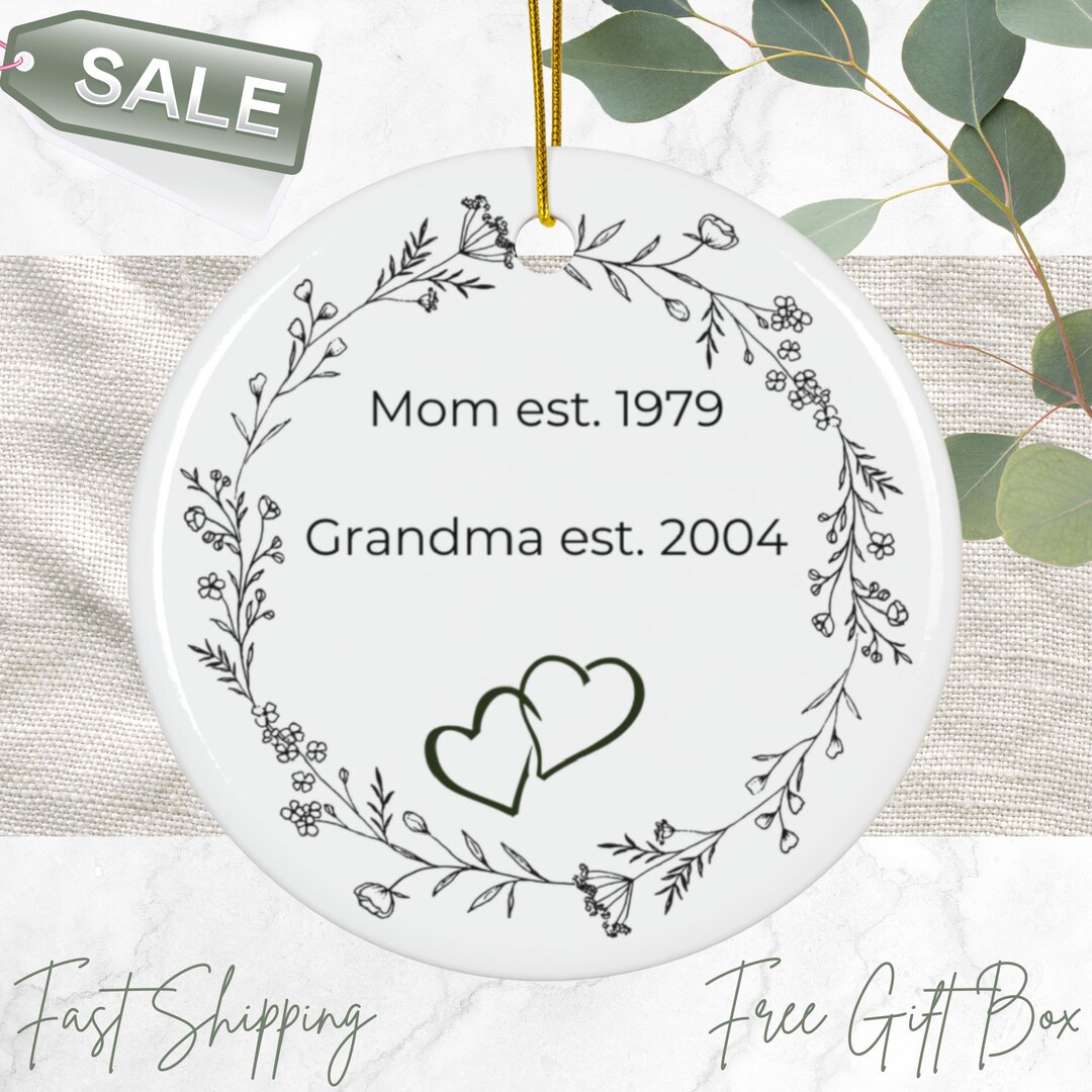 Mom Gift Ornament, Grandma Christmas Gift, Mom Grandma Est Ornament ...