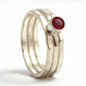 Stackable Rings, Sterling Silver Rings, Stacking Rings, Ruby Stacking ...