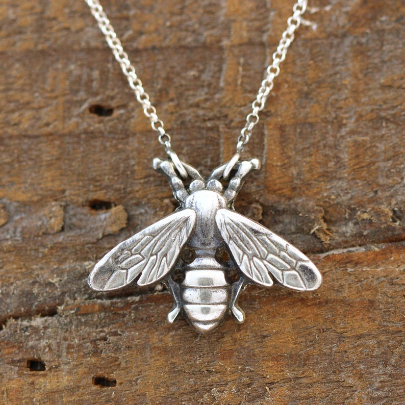 Bee Necklace Silver Bee Necklace Sterling Silver Necklace | Etsy