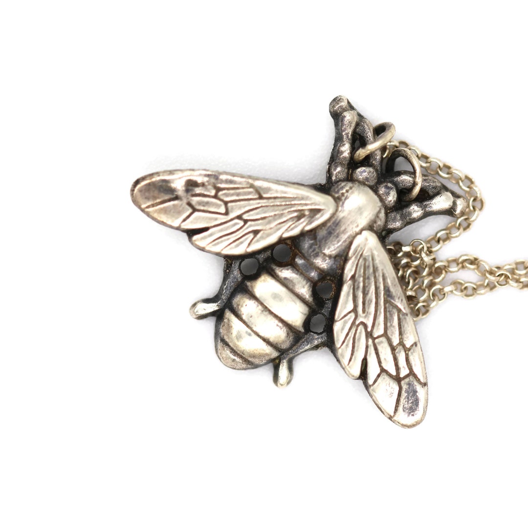 Bee Necklace, Silver Bee Necklace, Sterling Silver Necklace, Nature ...
