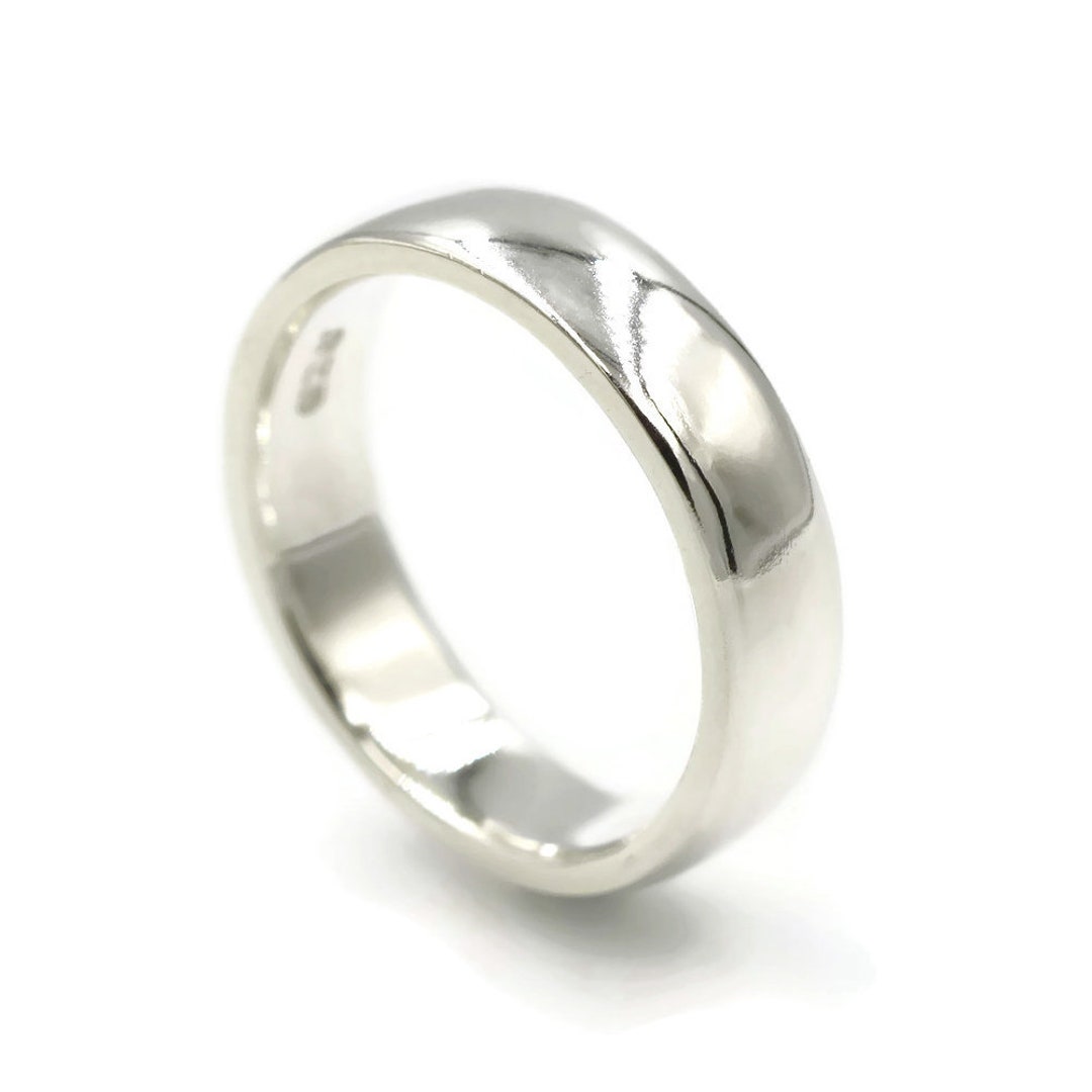 Simple Sterling Silver Wedding Band, Plain Band Ring for Man, Mens ...