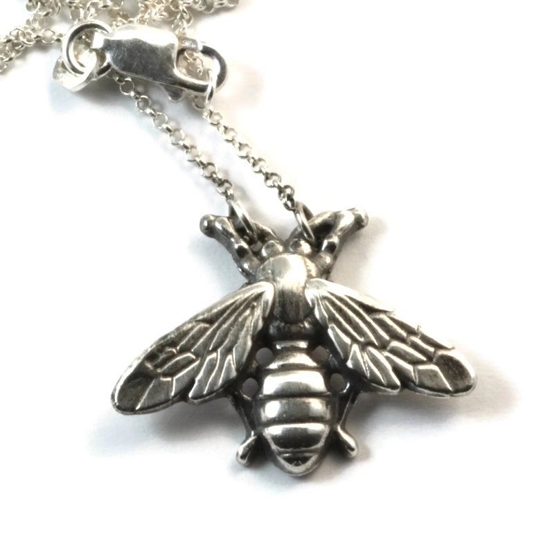 Bee Necklace Silver Bee Necklace Sterling Silver Necklace | Etsy