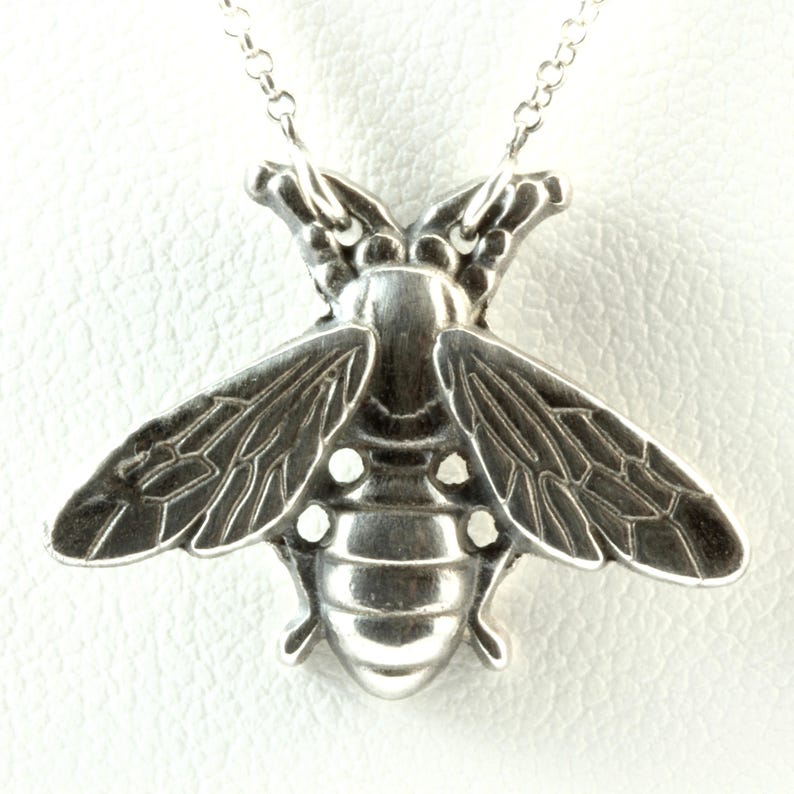 Bee Necklace Silver Bee Necklace Sterling Silver Necklace | Etsy