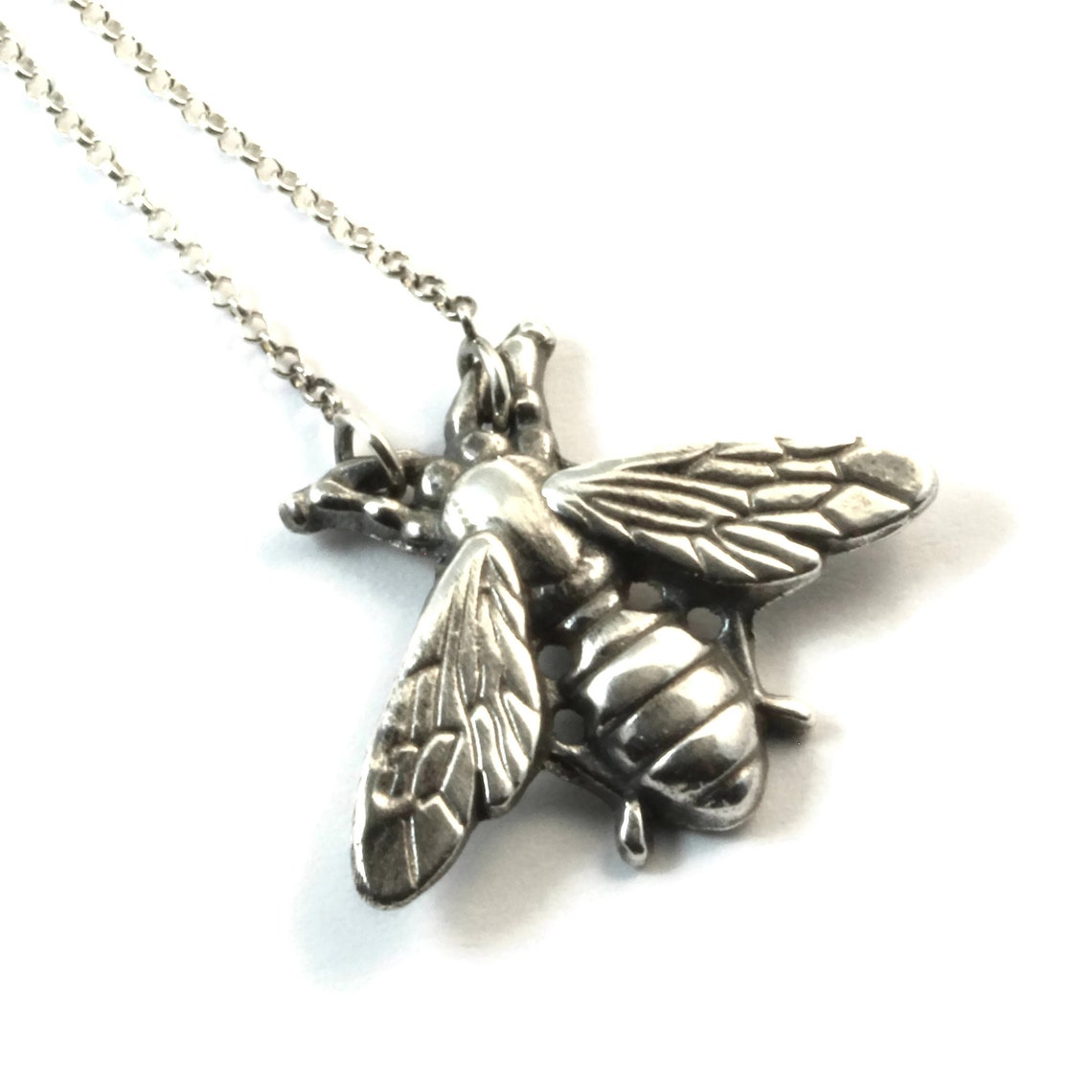 Bee Necklace Silver Bee Necklace Sterling Silver Necklace - Etsy