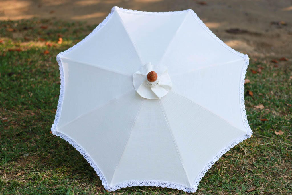 Pre-order White Thai Parasol With White Lace Ruffle Size M - Etsy
