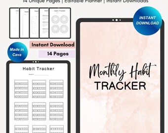 Monthly Habit Tracker Printable Landscape, Habit Tracker Template ...