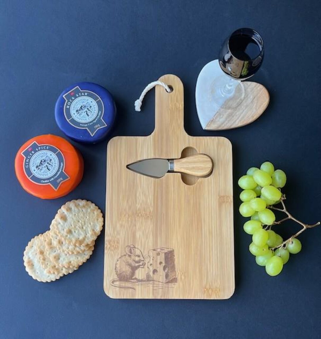Wooden Cheeseboard With Mouse & Cheese Design - Etsy