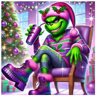 Purple & Green Christmas Grinch Clipart, Christmas Clipart, Christmas PNG, Holiday PNG, Holiday ...