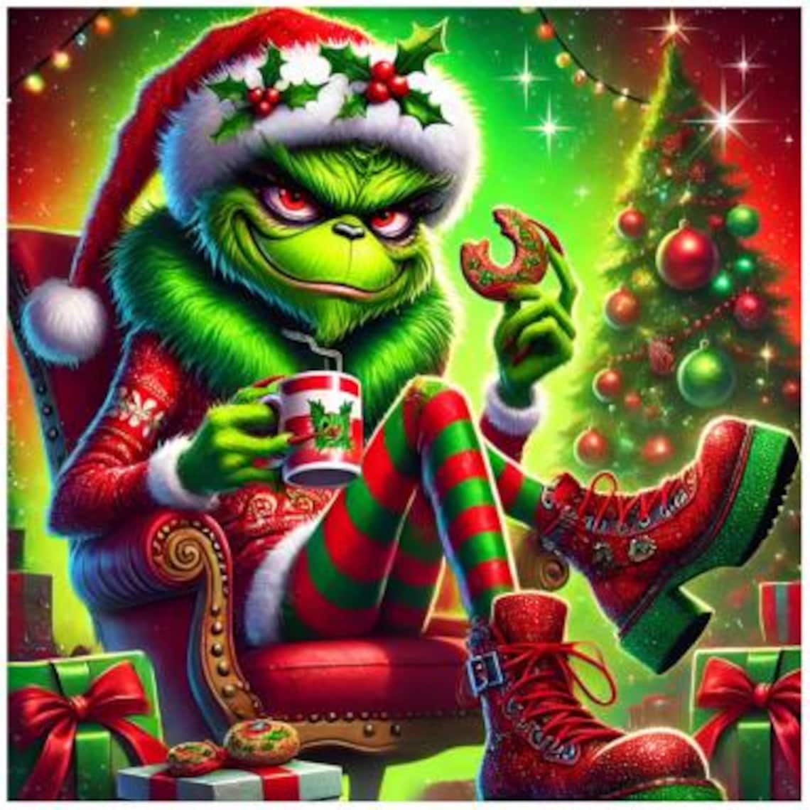 Red and Green Grinch Clipart, Grinch PNG, Christmas Grinch PNG, Holiday ...
