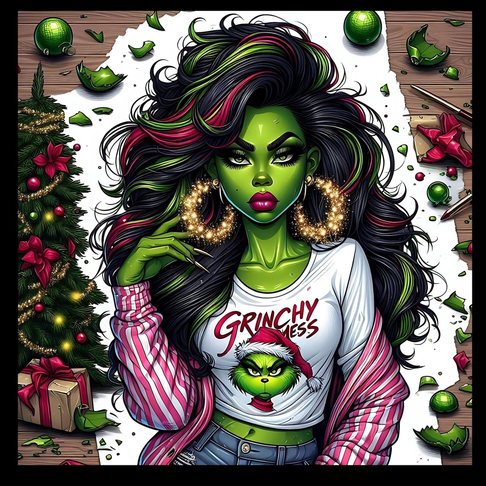 20 Grinchy Ladies, Grinchmas Clipart, Christmas Grinch PNG, Lady Grinch ...