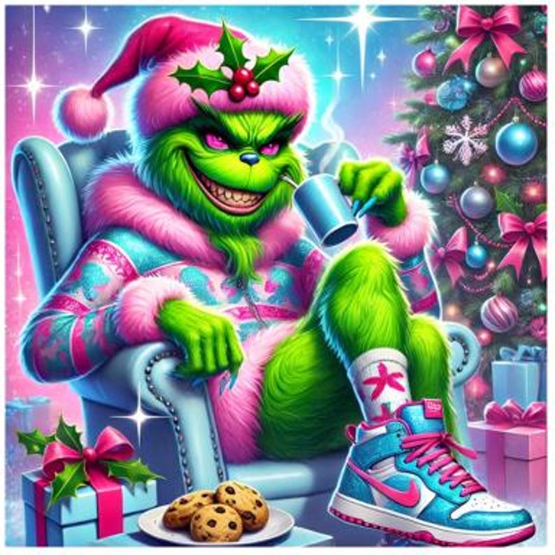 Pink & Blue Grinch Clipart, Christmas Grinch PNG, Grinch Clipart ...