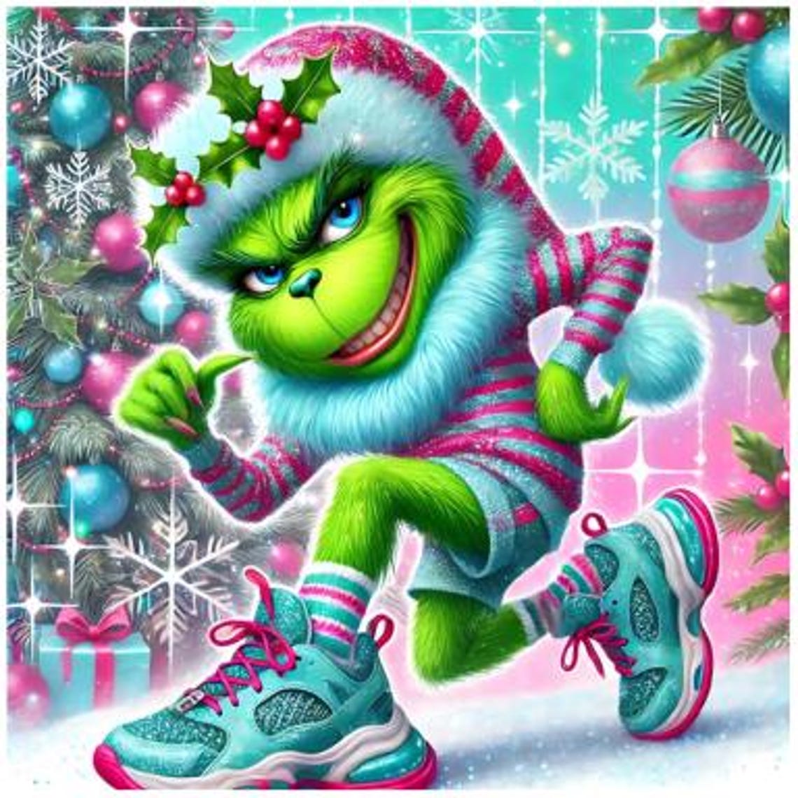 Clipart Grinch rose & bleu, Noël Grinch PNG, Clipart Grinch, Grinch PNG ...