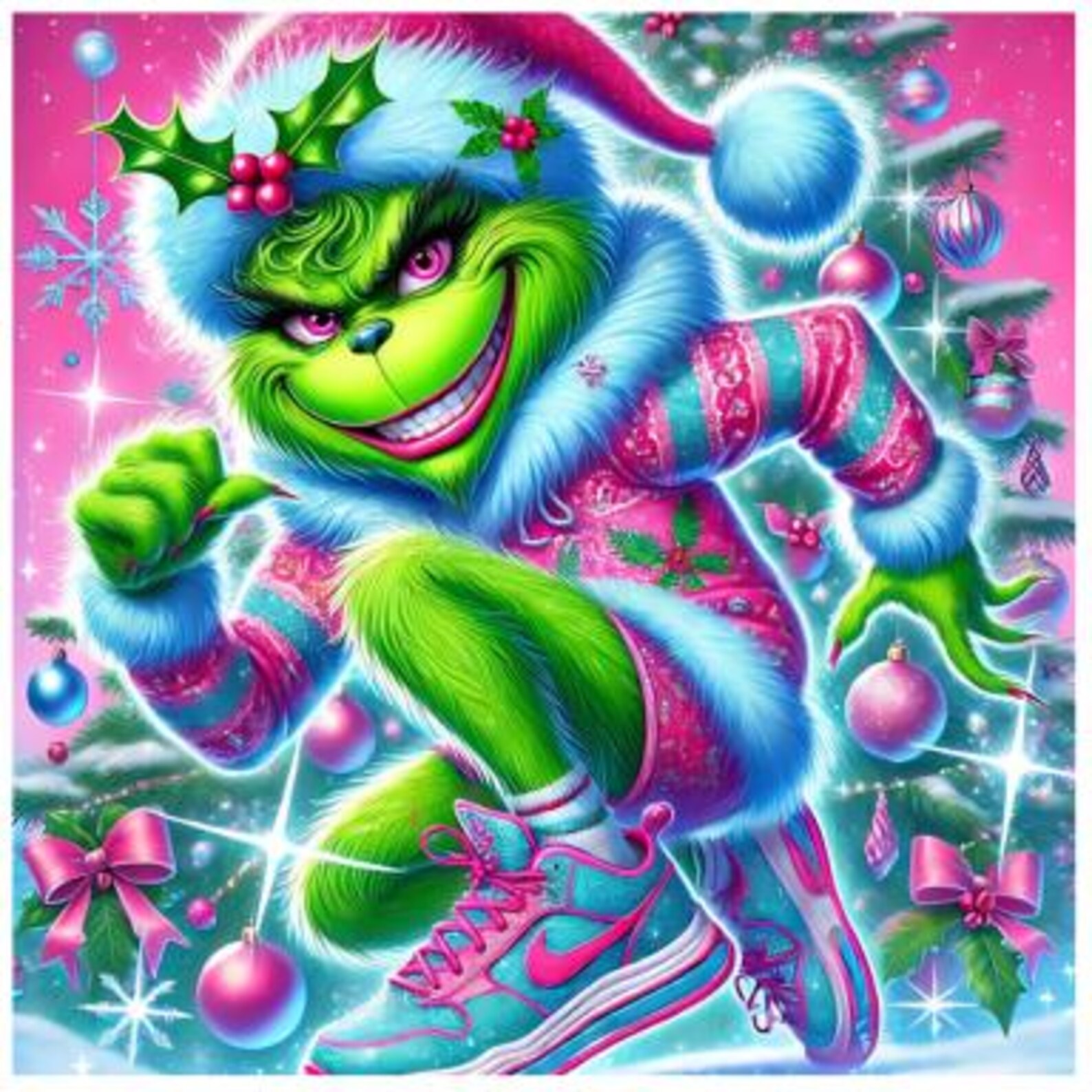 Clipart Grinch rose & bleu, Noël Grinch PNG, Clipart Grinch, Grinch PNG ...