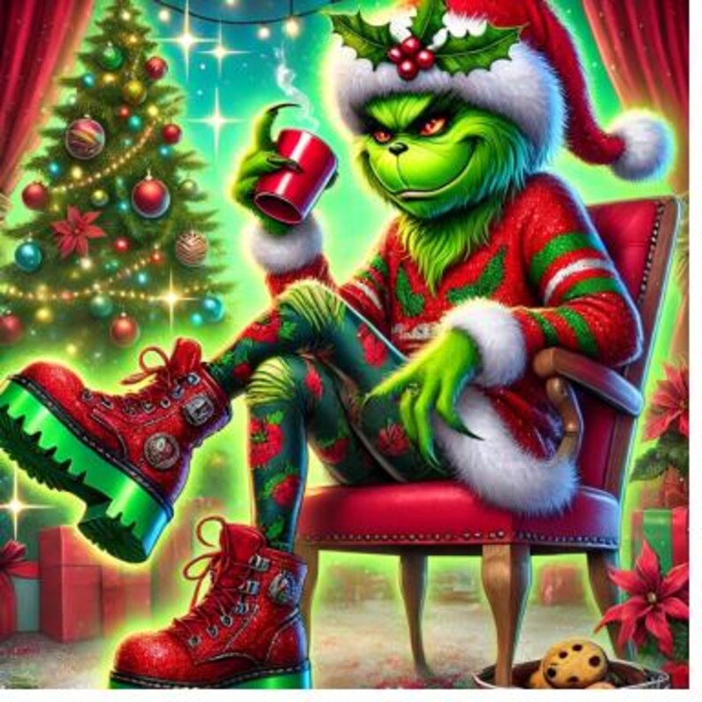 Red and Green Grinch Clipart, Grinch PNG, Christmas Grinch PNG, Holiday ...