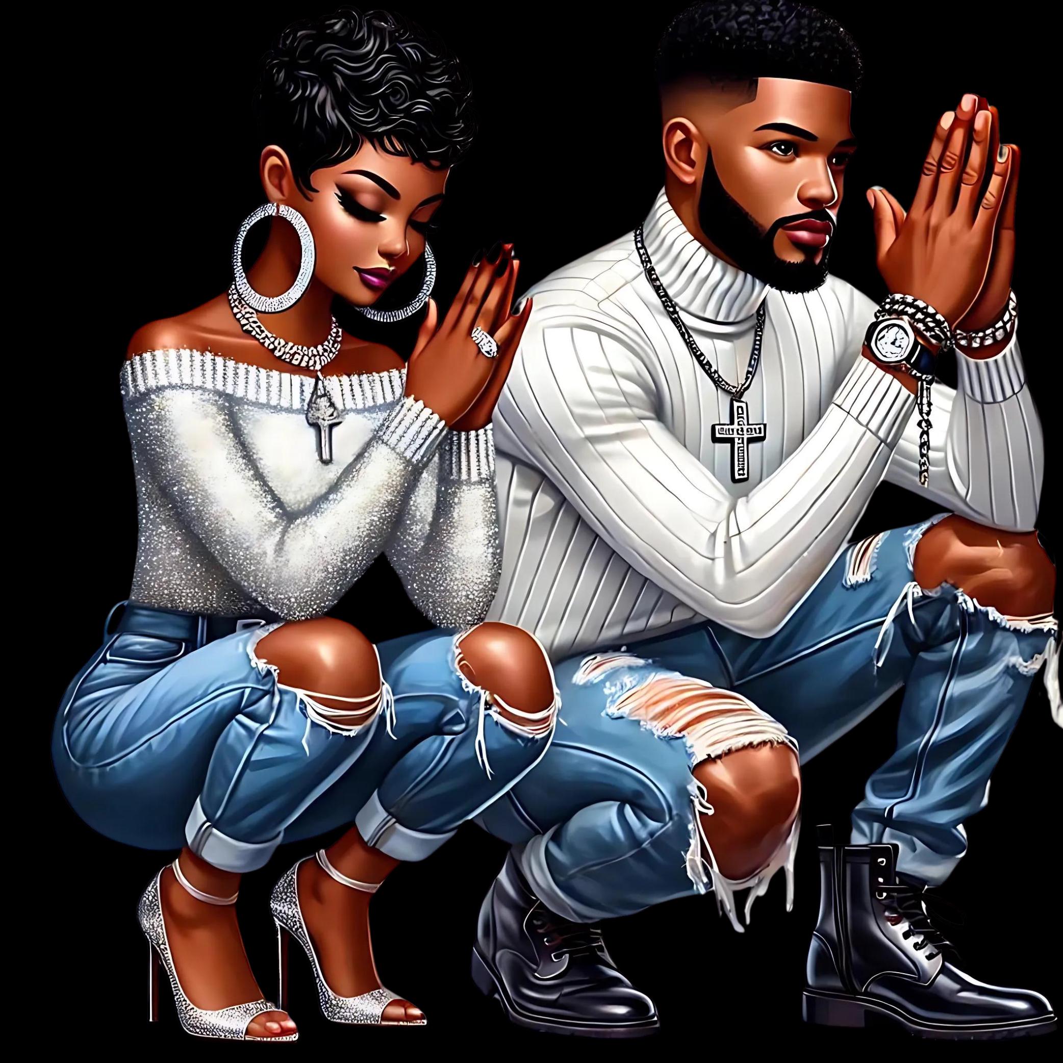 Praying Couples Clipart, Black Couples That Pray, Couples That Pray ...