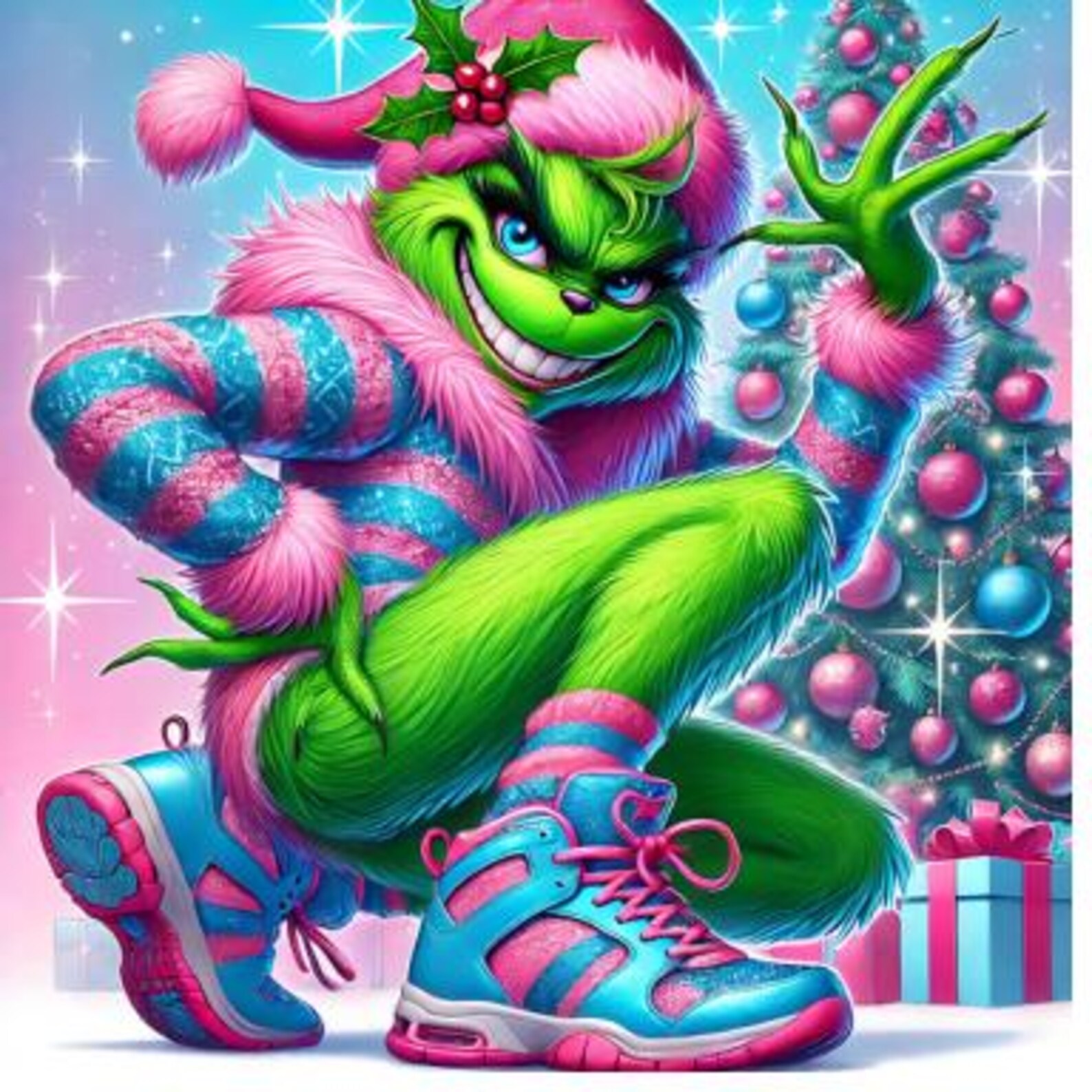Clipart Grinch rose & bleu, Noël Grinch PNG, Clipart Grinch, Grinch PNG ...