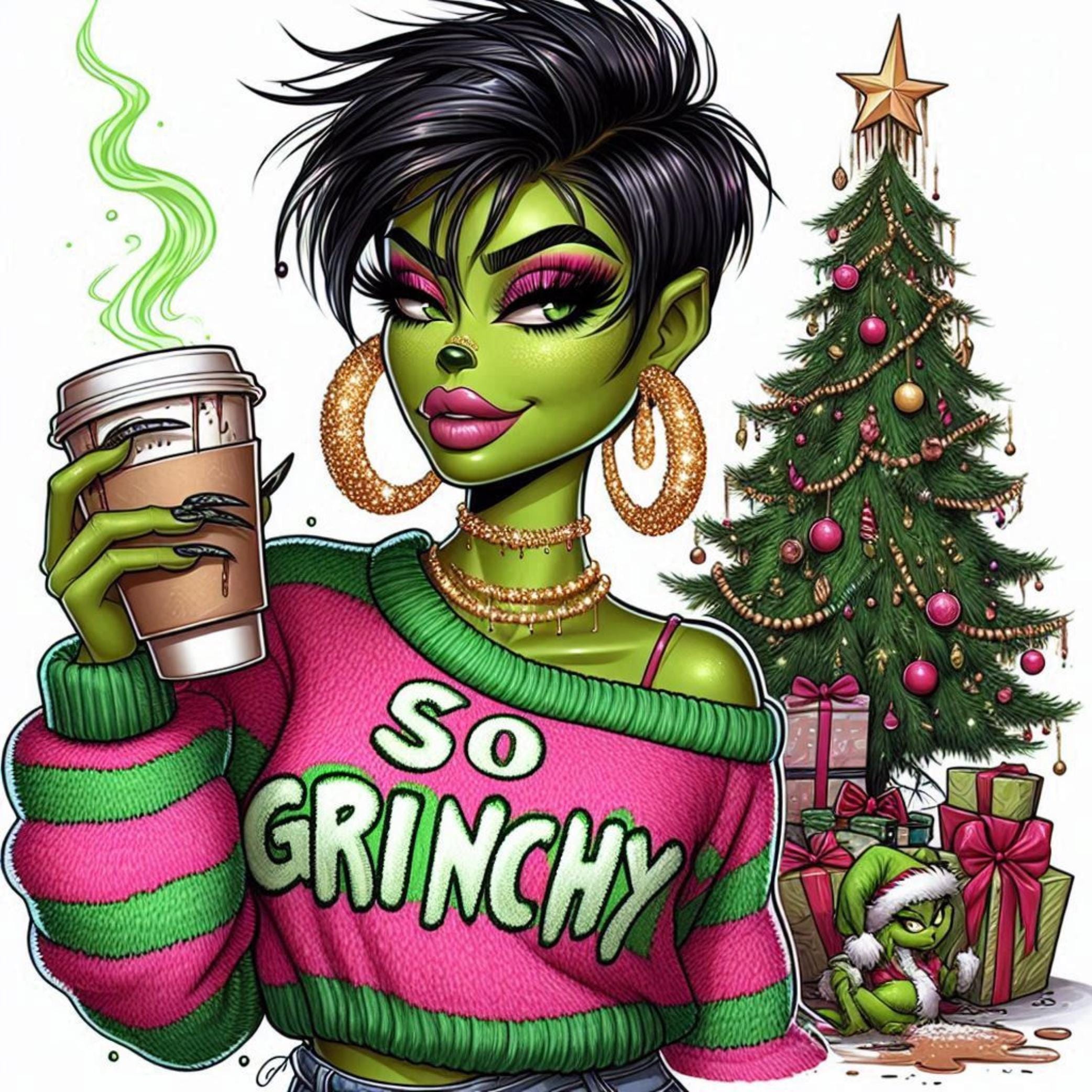 20 Grinchy Ladies, Grinchmas Clipart, Christmas Grinch PNG, Lady Grinch ...