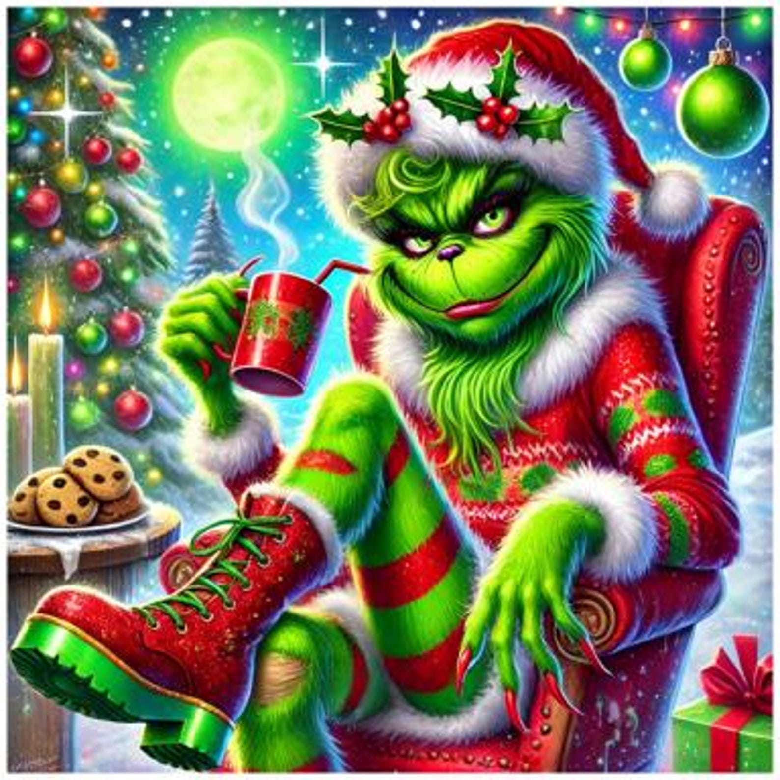 Red and Green Grinch Clipart, Grinch PNG, Christmas Grinch PNG, Holiday ...