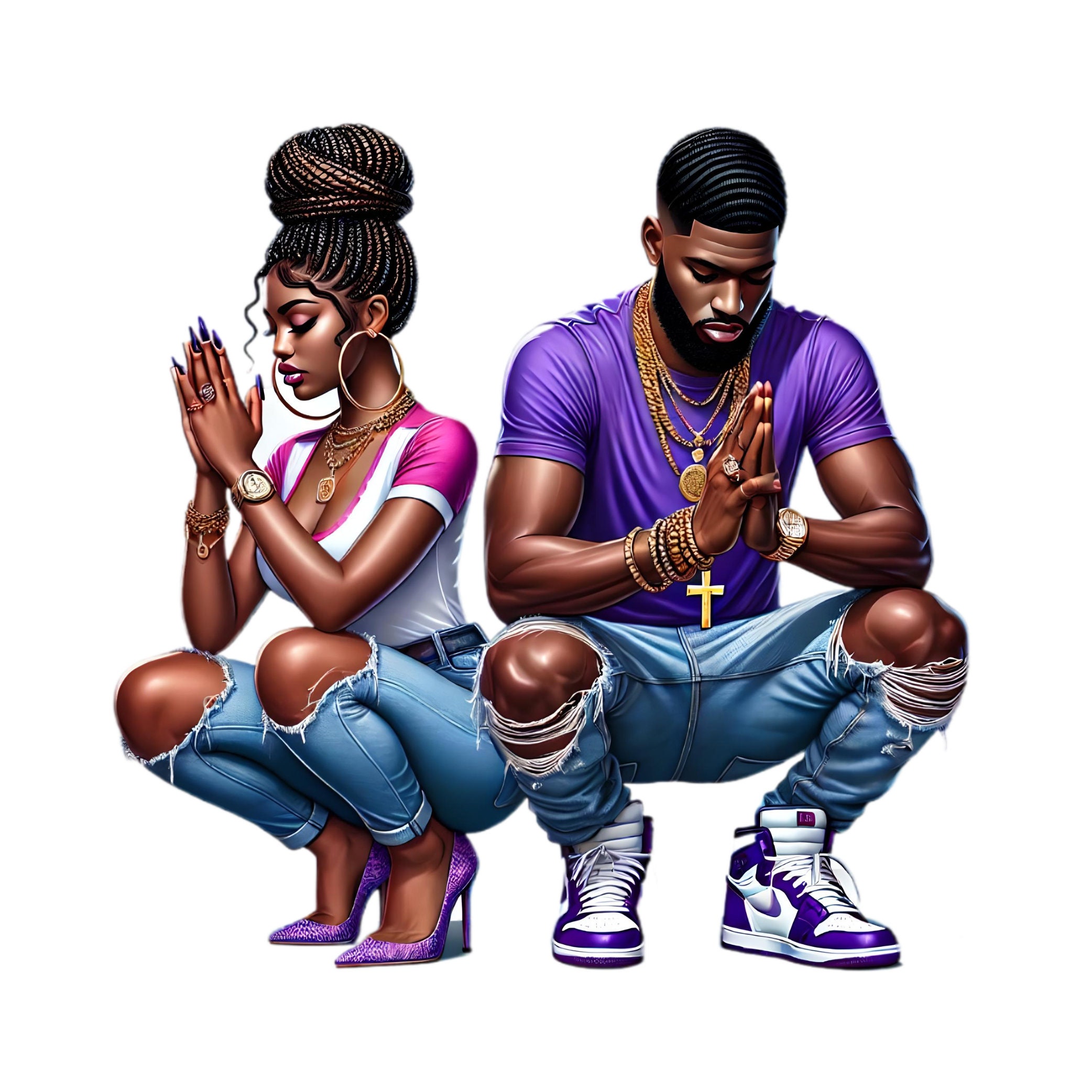 Praying Couples Clipart, Black Couples That Pray, Couples That Pray ...