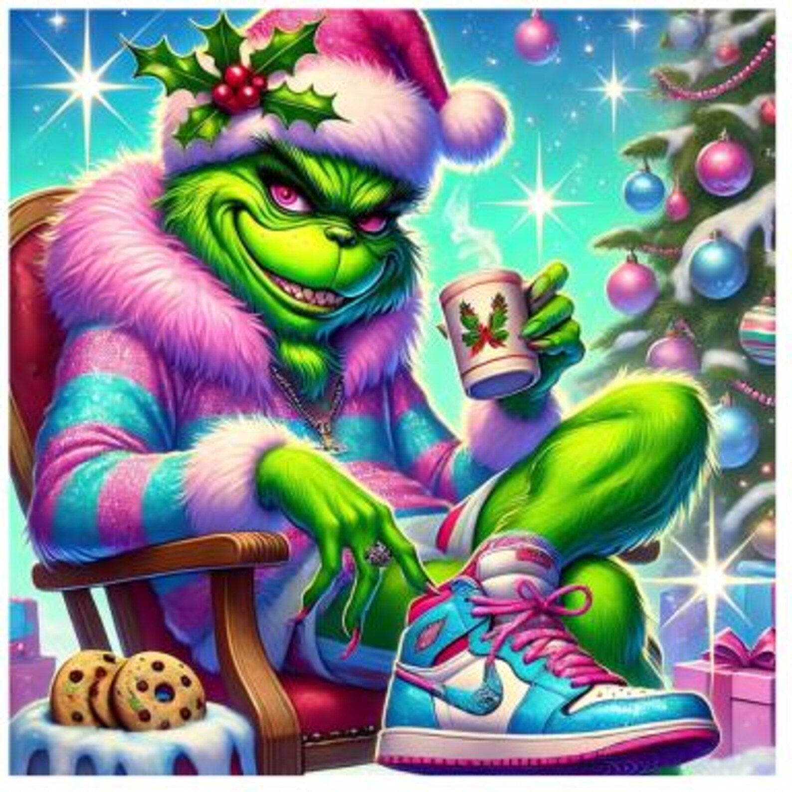 Pink & Blue Grinch Clipart, Christmas Grinch PNG, Grinch Clipart ...