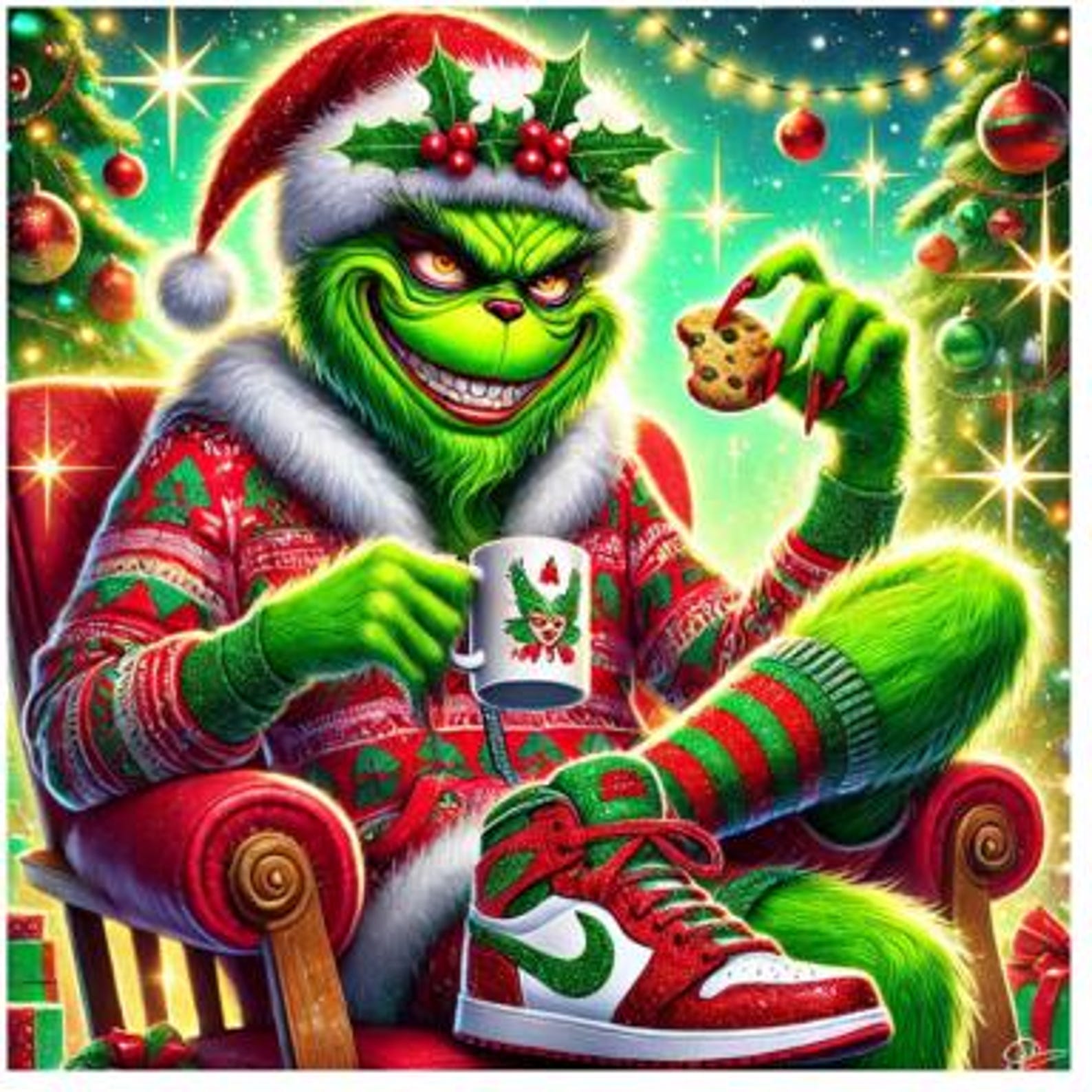 Red and Green Grinch Clipart, Grinch PNG, Christmas Grinch PNG, Holiday ...