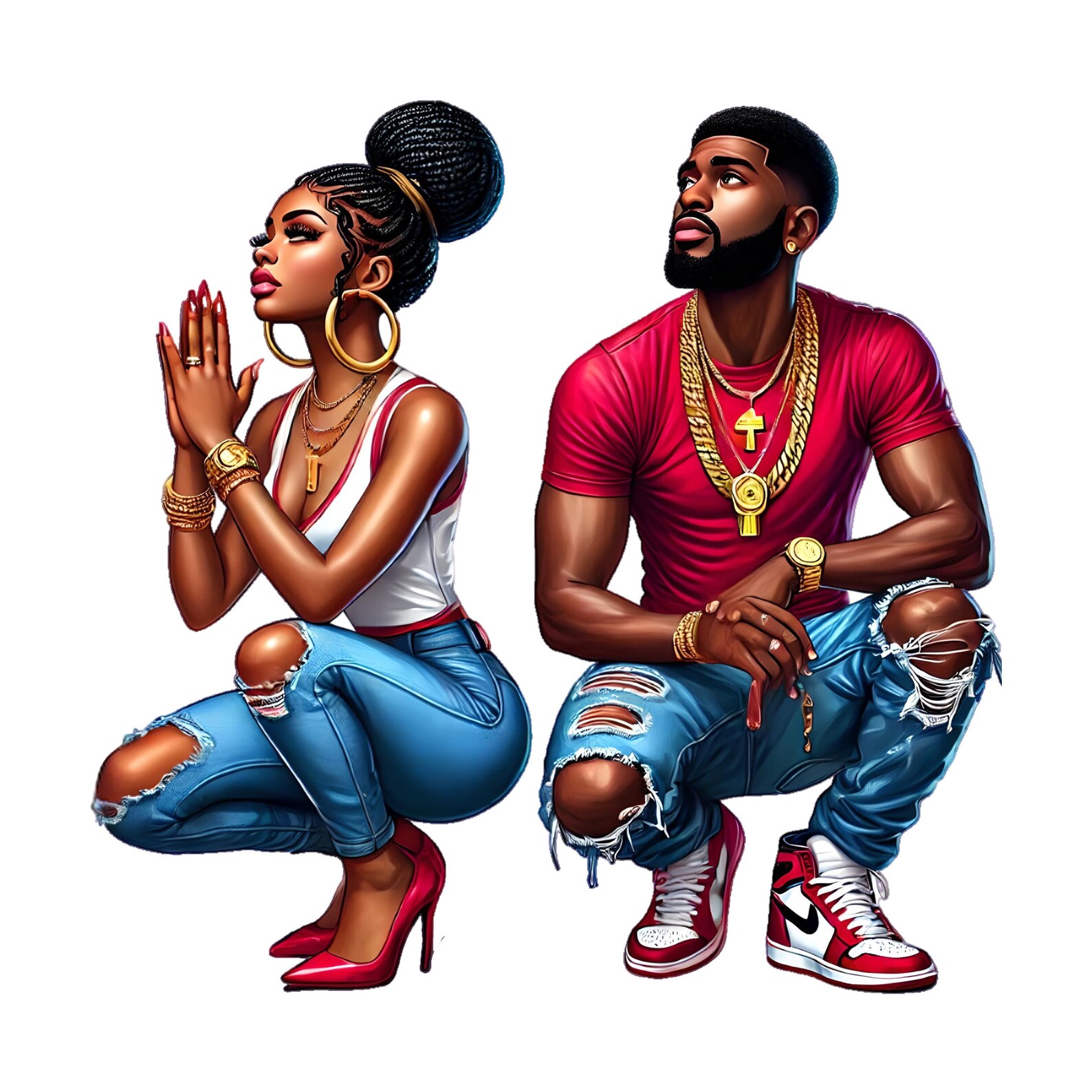 Praying Couples Clipart, Black Couples That Pray, Couples That Pray ...