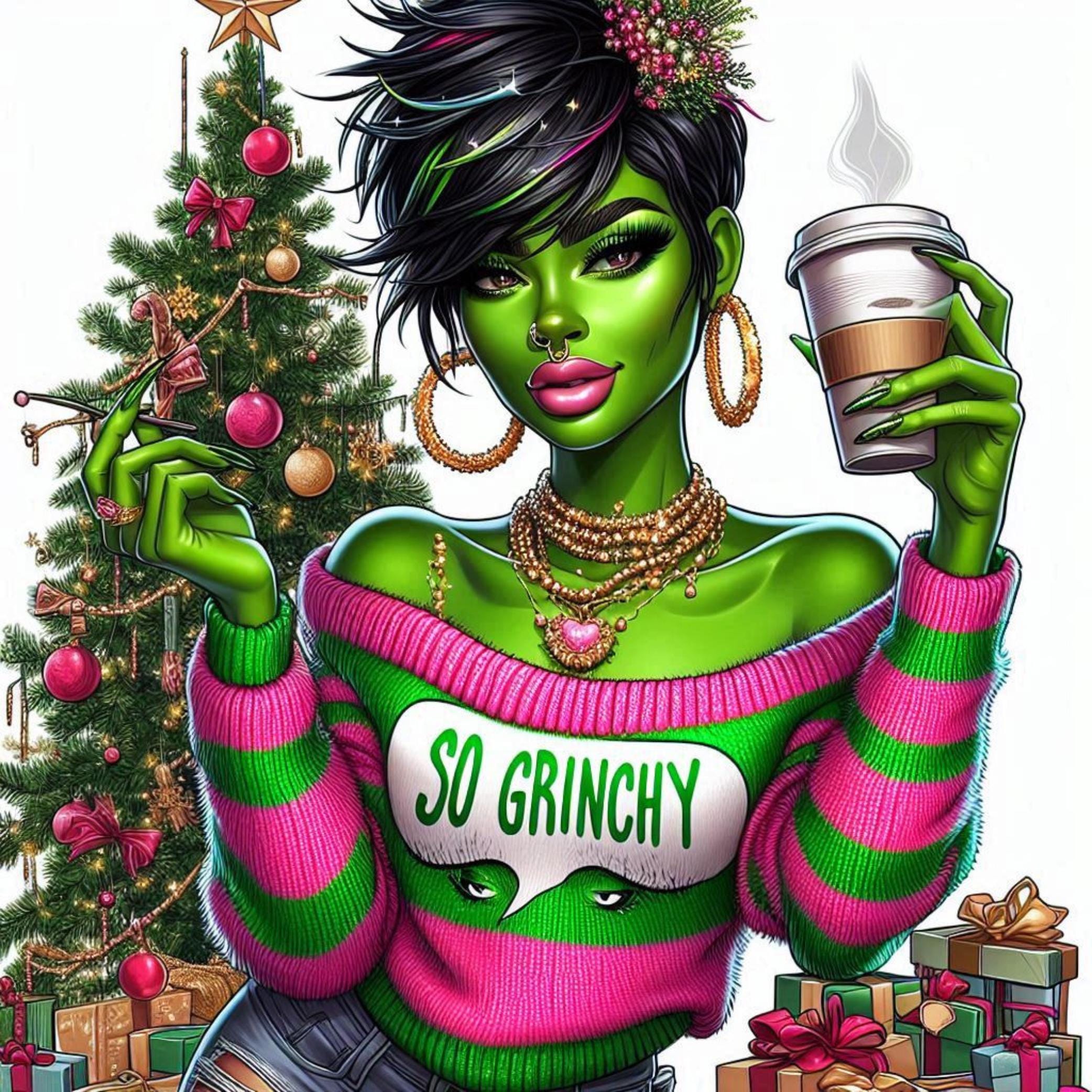 20 Grinchy Ladies, Grinchmas Clipart, Christmas Grinch PNG, Lady Grinch ...